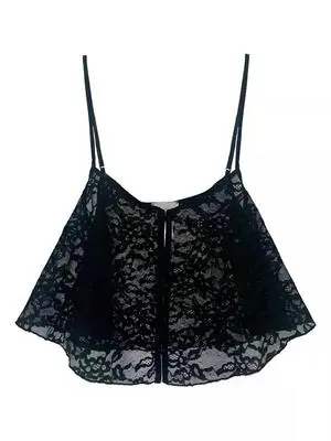 FLEUR DU MAL Venus Flutter Lace Camisole Top - Black