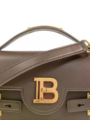Balmain Leather Shoulder Bag With Logo Plaque