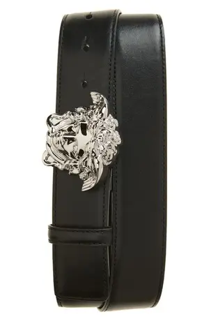 Versace Medusa Head Leather Belt - Black-palladium
