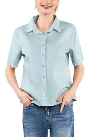 HINT OF BLU Button-up Shirt - Sea Blue