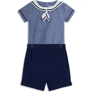 JOJO MAMAN BEBE Sailor Collar Bodysuit And Pull-on Shorts Set