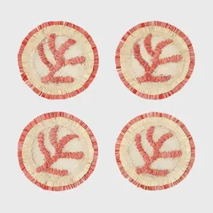 JOANNA BUCHANAN Hand Beaded Or Woven Coasters Coral