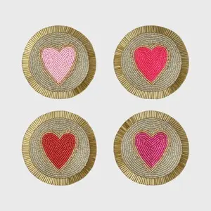 JOANNA BUCHANAN Hand Beaded Or Woven Coasters Heart