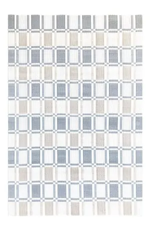 MAD MATS Plaid Off White & Stone Rug - White And Stone