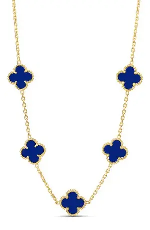 SHYMI Clover Frontal Necklace - Gold/ Blue