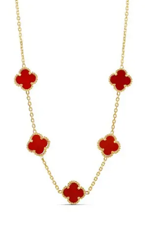 SHYMI Clover Frontal Necklace Gold/ Red