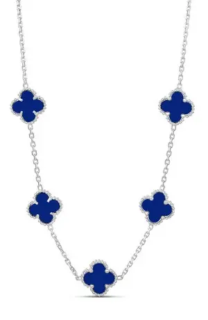 SHYMI Clover Frontal Necklace Silver/ Blue