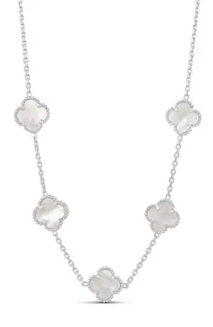 SHYMI Clover Frontal Necklace - Silver/ Mother Of Pearl