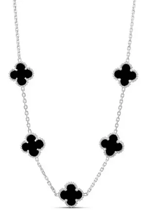 SHYMI Clover Frontal Necklace Silver/ Onyx