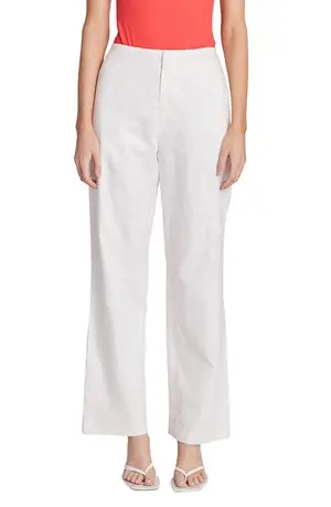 English Factory Linen And Cotton Flat-front Pants