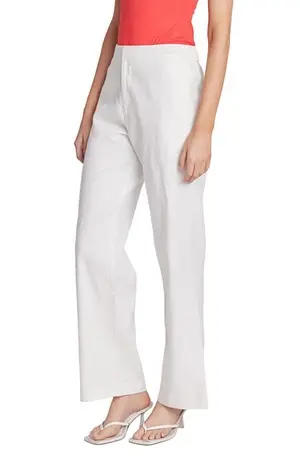 English Factory Linen And Cotton Flat-front Pants