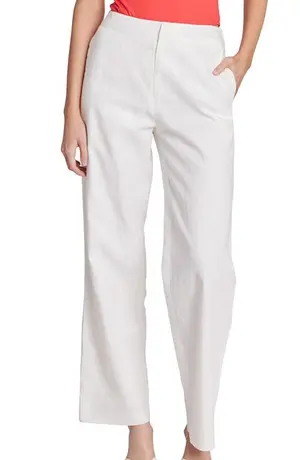 English Factory Linen And Cotton Flat-front Pants