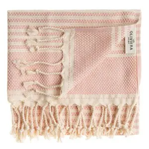 OLIVE & LINEN Zipper Turkish Hand / Kitchen Towel Bundle - Blush
