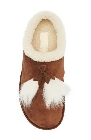 Miu Miu Shearling Tassel Slippers - Cacao