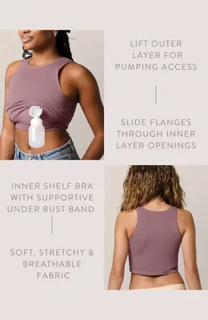 KINDRED BRAVELY Busty Sublime Hands-free Pumping Longline Bra Top- Fits Sizes 30e-44h - Twilight