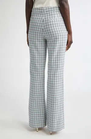 St. John Houndstooth Stretch Cotton Flare Leg Pants