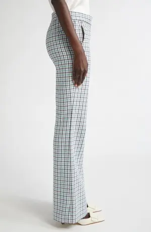 St. John Houndstooth Stretch Cotton Flare Leg Pants