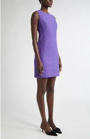 St. John Sleeveless Ribbon Tweed Sheath Dress