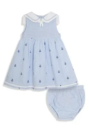 JOJO MAMAN BEBE Nautical Embroidered Romper & Hat Set