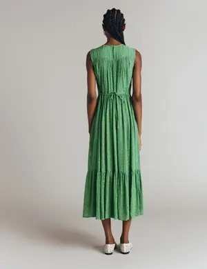 GHOST LONDON Sandy Georgette Jacquard Midi Dress