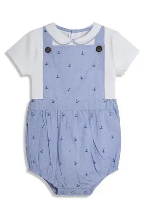 JOJO MAMAN BEBE Bodysuit And Anchor Print Overalls - Navy