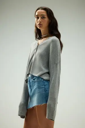 Hudson Jeans Boxy Cardigan With O-ring Detail