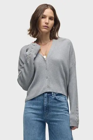 Hudson Jeans Boxy Cardigan With O-ring Detail