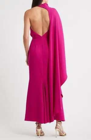Acler Flintshire One-shoulder Halter Gown