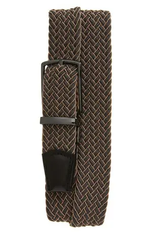 Nordstrom Tobias Braided Stretch Belt - Black- Tan