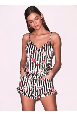 FLEUR DU MAL Cherry Rose Ruffle Short - Stripe