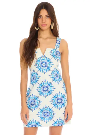 Allison Margot Mosaic Print Linen Blend Dress