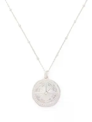 DOWER & HALL Engraved Compass Pendant Necklace - Silver