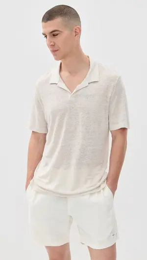 Onia Shaun Linen Polo - Stone