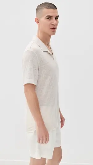Onia Shaun Linen Polo - Stone