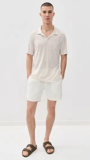 Onia Shaun Linen Polo - Stone