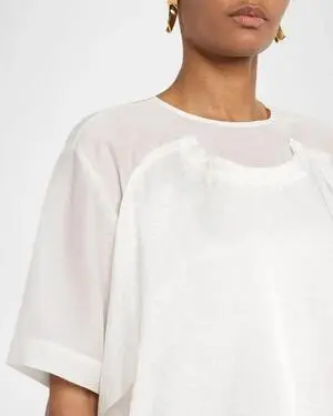 JASON WU Shantung And Crinkled Satin T-shirt - Ivory