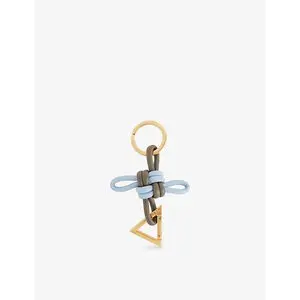 Bottega Veneta Triangle Knot Leather And Metal Keyring - Cypress-ice-gold