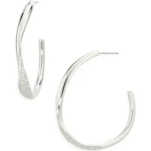 Nadri Large Alma Ribbon Hoop Earrings - Rhodium