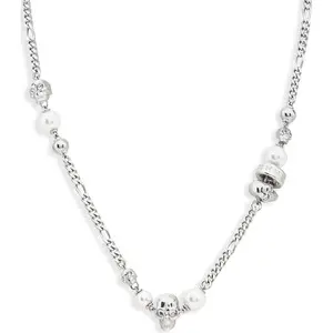 Alexander McQueen Crystal Skull & Faux Pearl Necklace - 926/ Pearl/ Cry