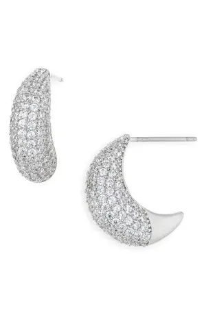 Nadri Alma J Hoop Earrings - Rhodium
