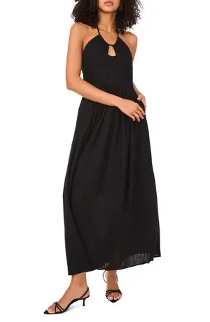 Halogen Keyhole Halter Maxi Dress - Rich Black