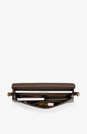 BY BANOO Classic Slim Briefcase - Mocha/gold