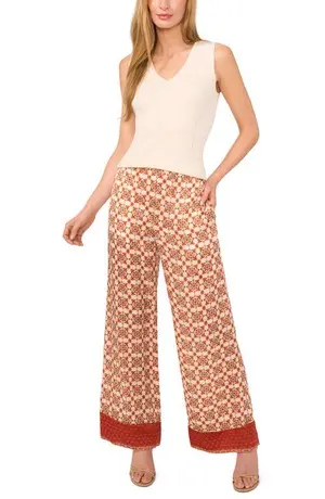 Ted Baker London Mixed Print Wide Leg Pants