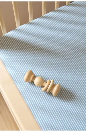 PEHR Organic Cotton Seersucker Crib Sheet - Marine Blue