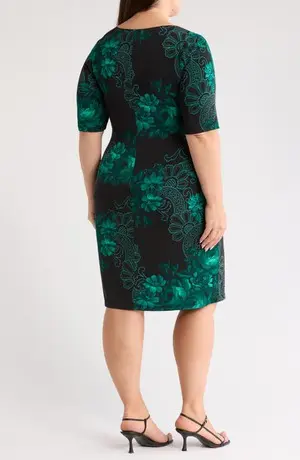 CONNECTED APPAREL Side Shirred Body-con Dress