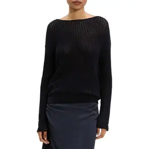 Theory Open Neck Pima Cotton Sweater