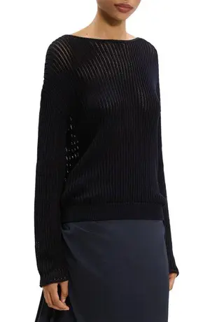 Theory Open Neck Pima Cotton Sweater