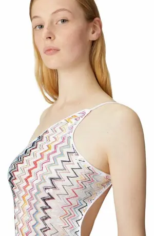Missoni Long One-shoulder Cover-up With Zig Zag Pattern