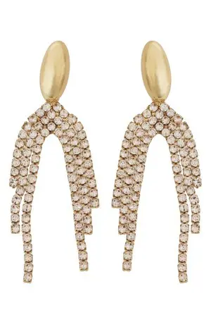 PANACEA Crystal Fringe Drop Earrings - Gold