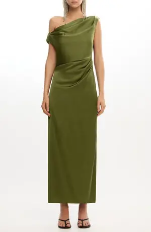 Significant Other Alyssa Pleated One-shoulder Gown - Fern